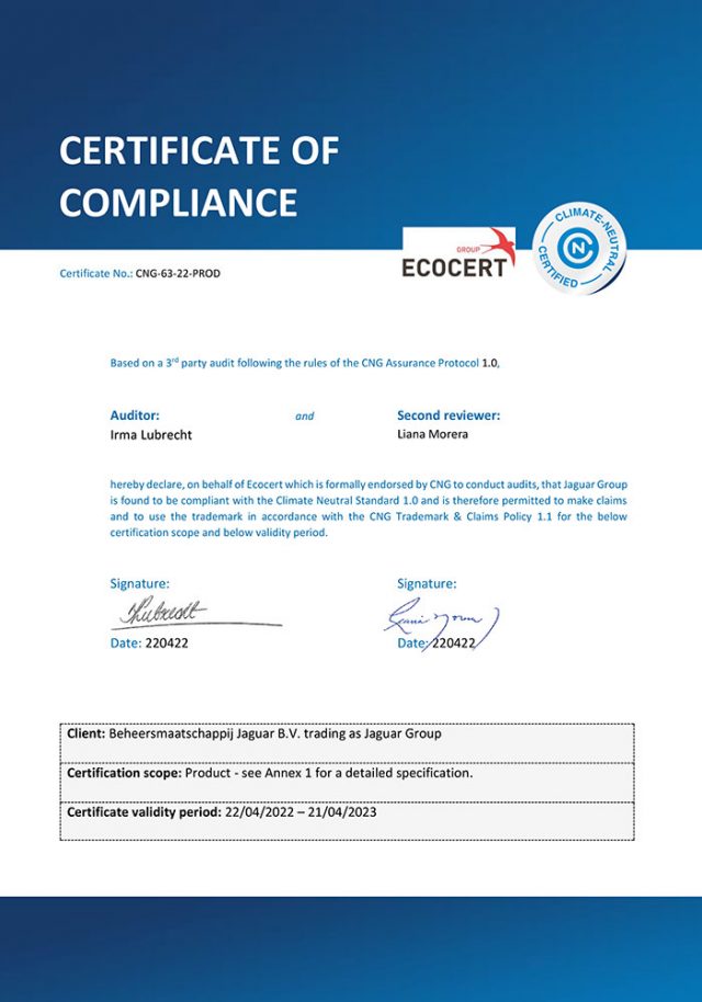 JAGUAR_Climate-Neutral-Certificate - Jaguar Fruit